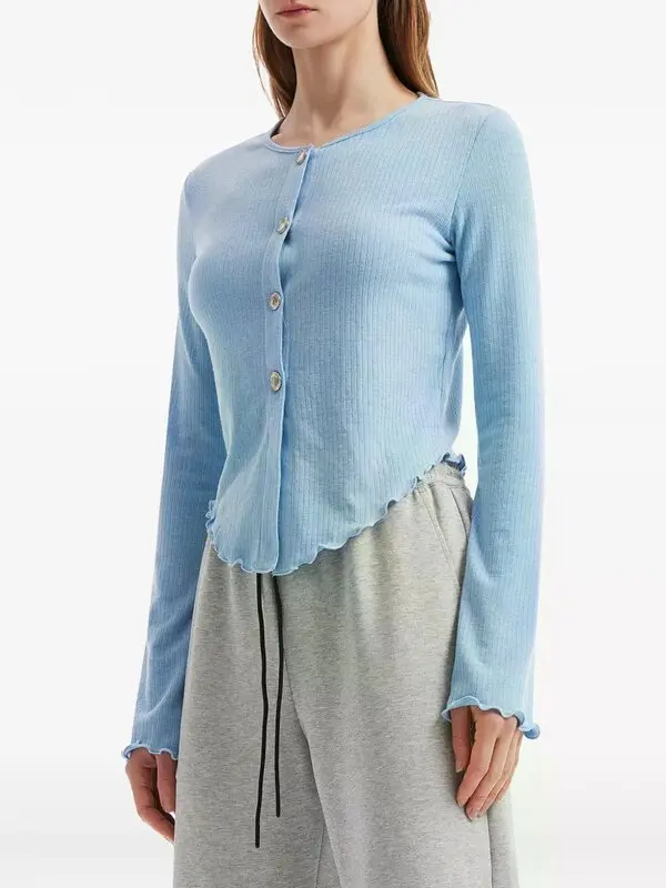 TOUT A COUP Ribbed Knit Cardigan - Blue