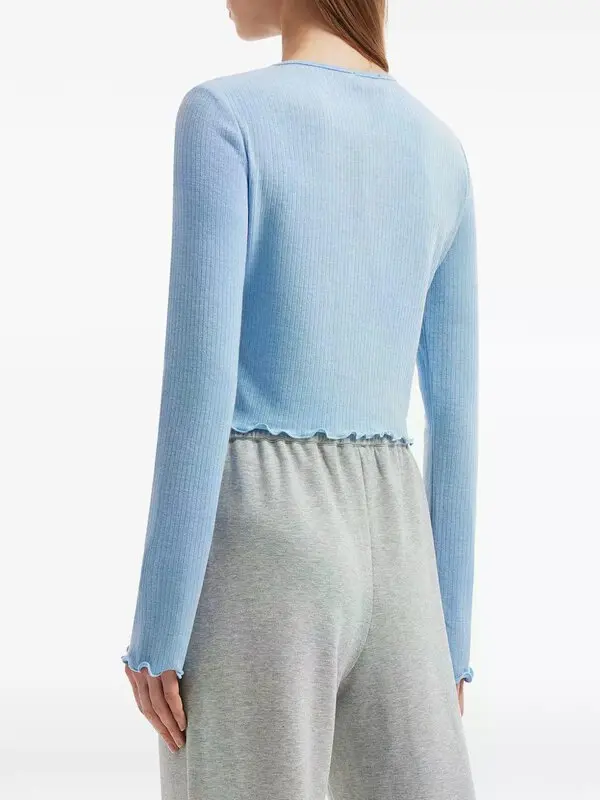TOUT A COUP Ribbed Knit Cardigan - Blue