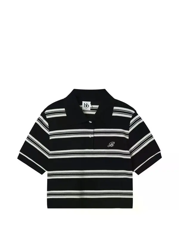 B+AB Striped Polo Top - Black