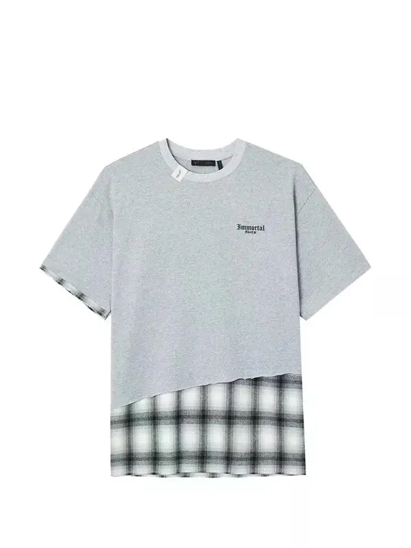 FIVE CM Check-panel T-shirt - Grey
