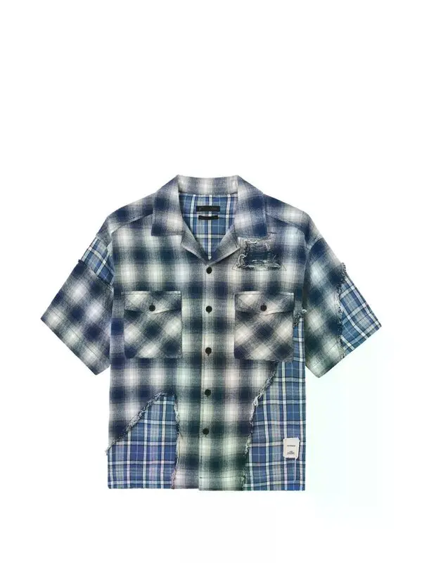 FIVE CM Plaid Distressed Shirt - Blue