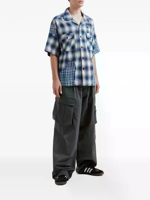 FIVE CM Plaid Distressed Shirt - Blue