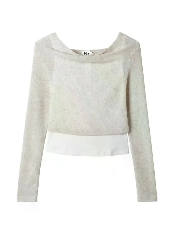 B+AB Draped Hooded Top - Neutrals
