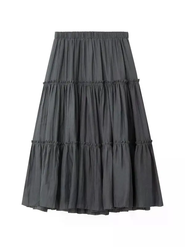 TOUT A COUP Tiered Midi Skirt With Ruffle Trim