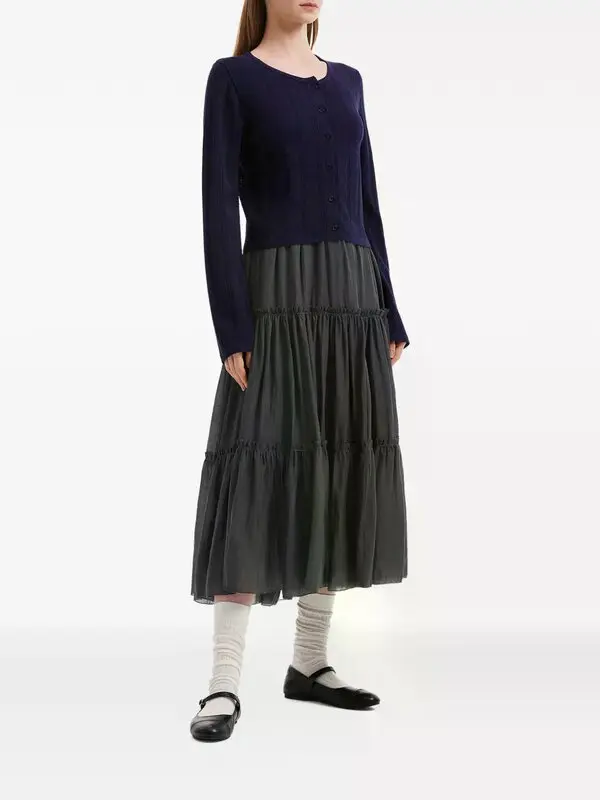 TOUT A COUP Tiered Midi Skirt With Ruffle Trim