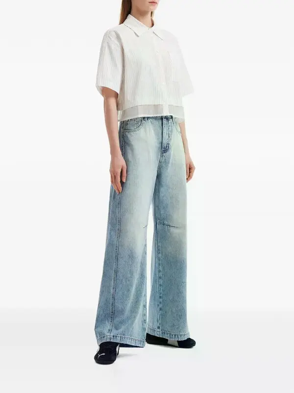 TOUT A COUP Washed Effect Wide-leg Denim Jeans