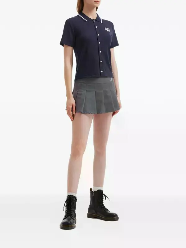 CHOCOOLATE Buttoned Ribbed Top - Blue