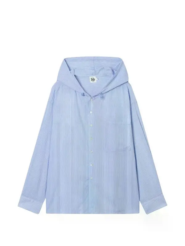 B+AB Hooded Striped Shirt - Blue