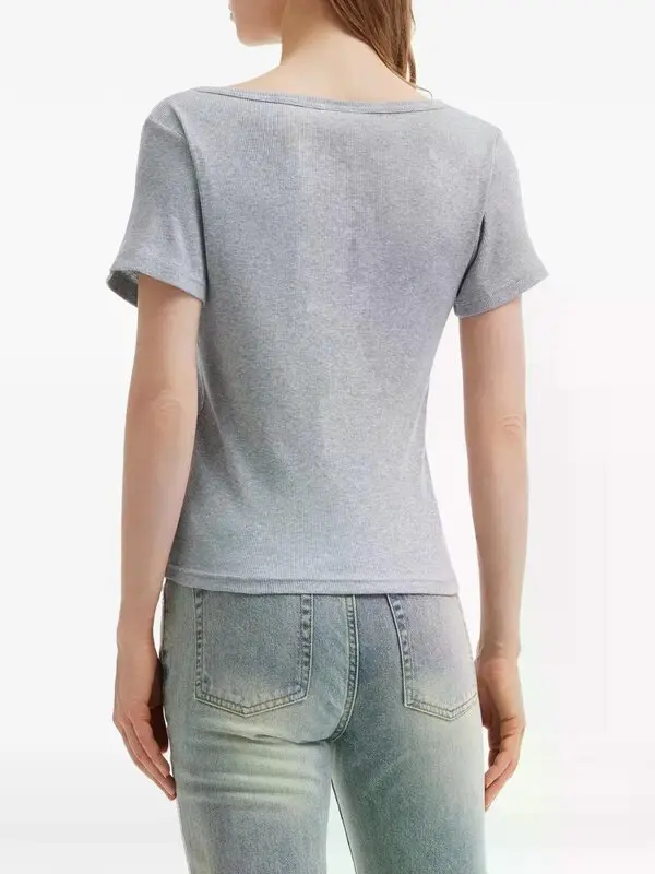 CHOCOOLATE Button V-neck T-shirt