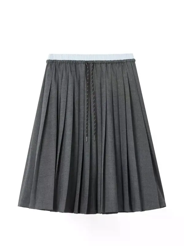 TOUT A COUP Pleated Drawstring Midi Skirt