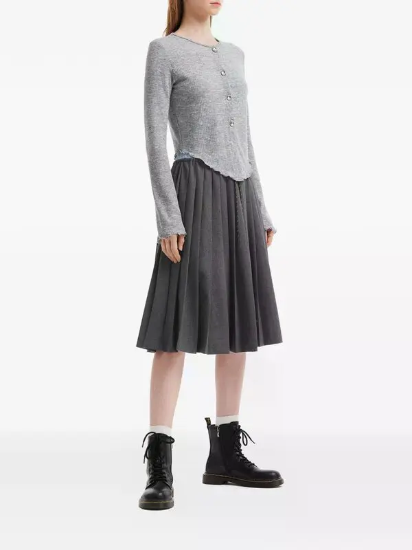 TOUT A COUP Pleated Drawstring Midi Skirt