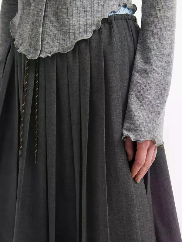TOUT A COUP Pleated Drawstring Midi Skirt