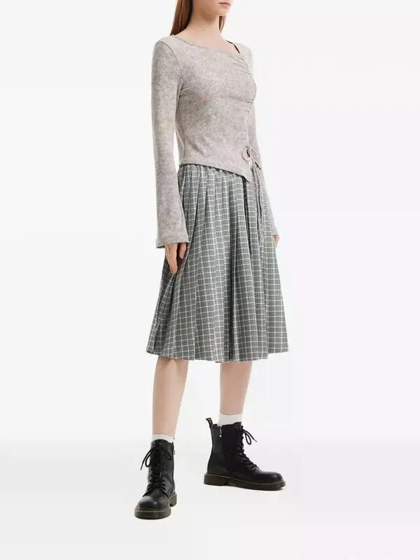 TOUT A COUP Plaid Pleated Midi Skirt