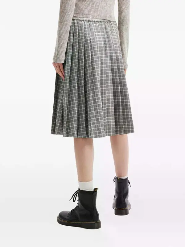 TOUT A COUP Plaid Pleated Midi Skirt