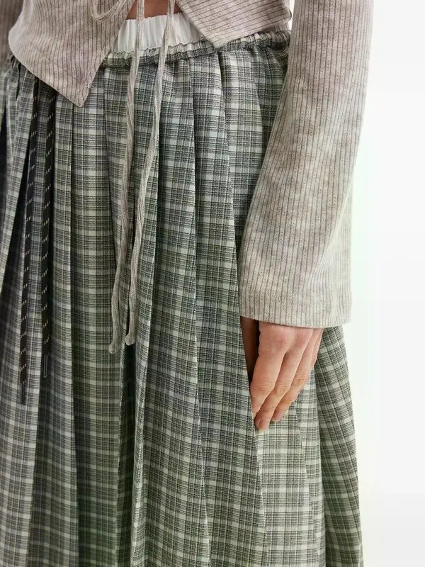 TOUT A COUP Plaid Pleated Midi Skirt