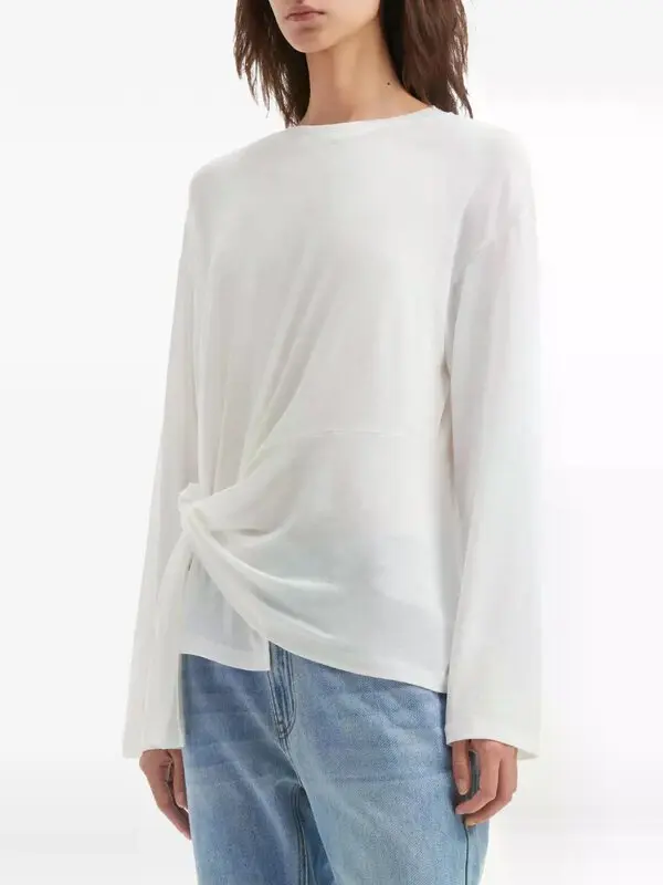 B+AB Asymmetric Knot Top - White
