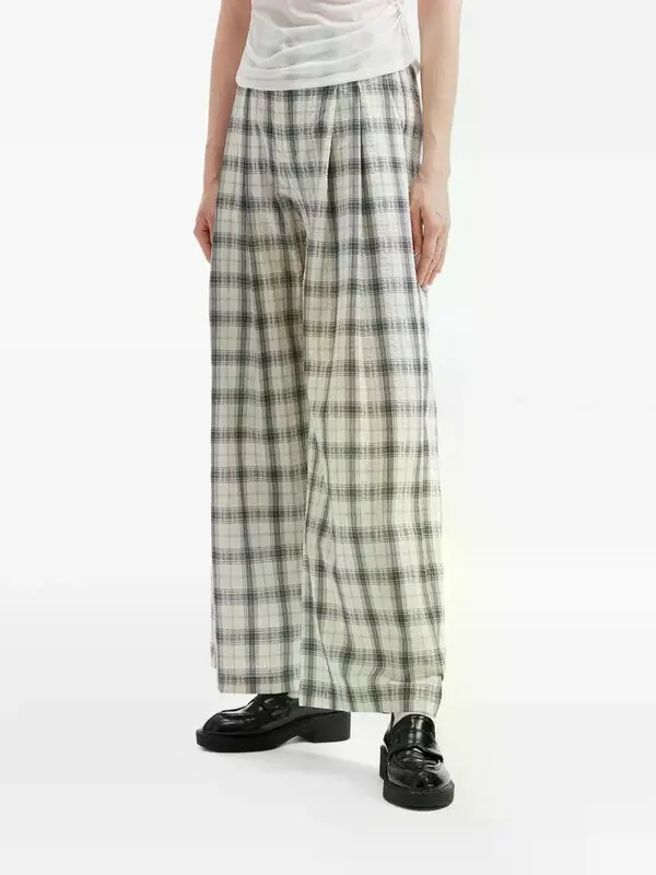 TOUT A COUP Elasticated Waistband Checked Trousers