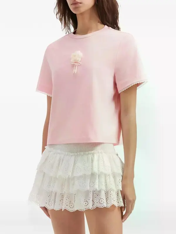 B+AB Floral-appliqué Lace-trim T-shirt