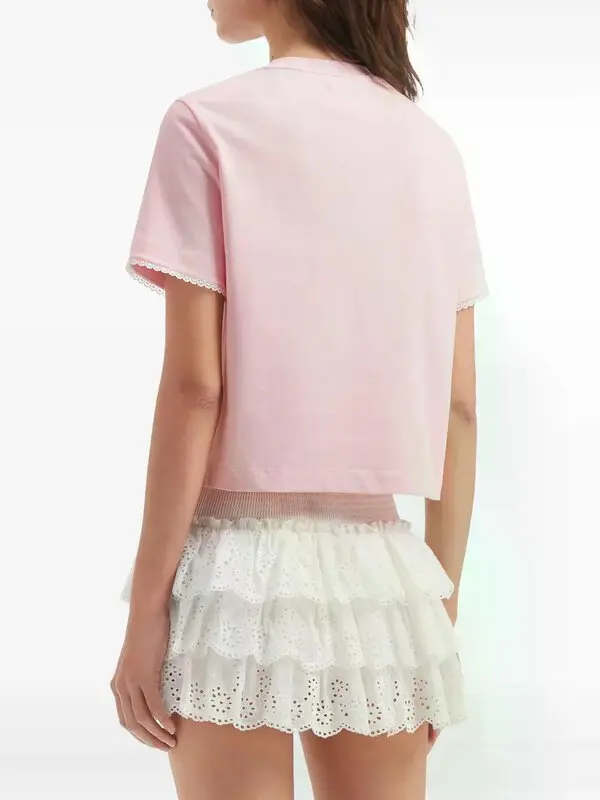 B+AB Floral-appliqué Lace-trim T-shirt