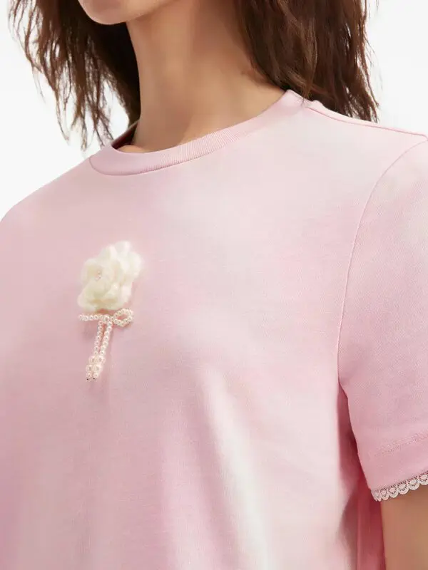 B+AB Floral-appliqué Lace-trim T-shirt