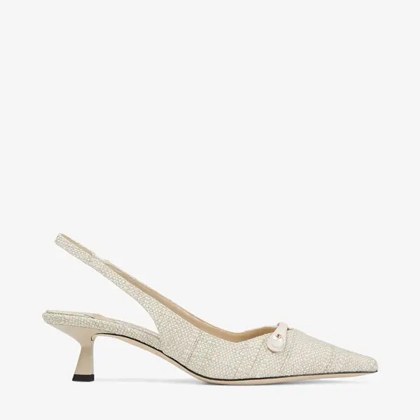 JIMMY CHOO Amita 45 Raffia Slingbacks - Neutral