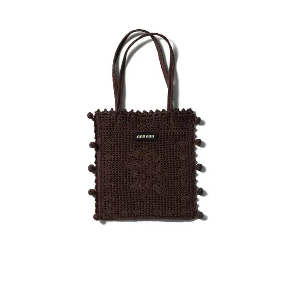 Miu Miu Cotton Crochet Handbag - Cocoa Brown