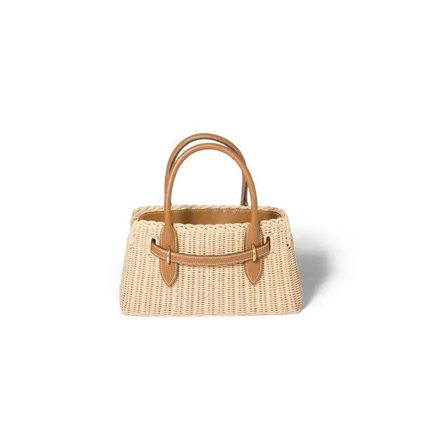 Miu Miu Aventure Wicker And Leather Handbag - Tan/caramel