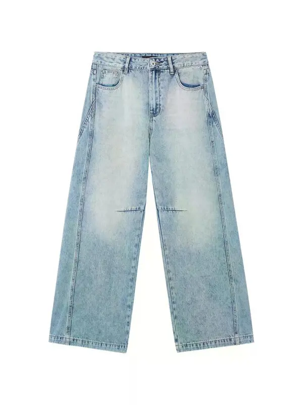 TOUT A COUP Washed-effect Wide-leg Jeans - Blue