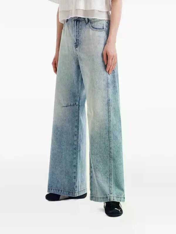 TOUT A COUP Washed-effect Wide-leg Jeans