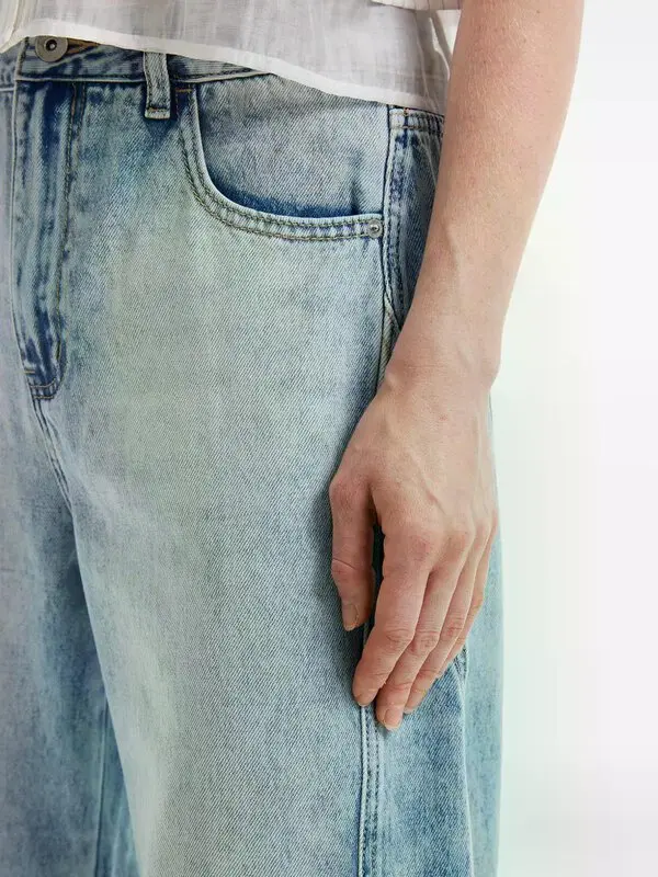 TOUT A COUP Washed-effect Wide-leg Jeans