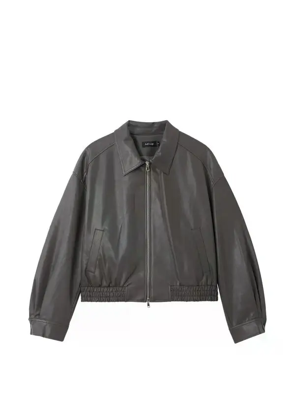 TOUT A COUP Collared Zip-up Bomber Jacket - Grey