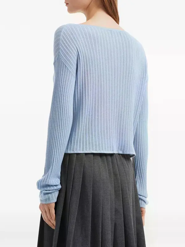 TOUT A COUP Ribbed Boat-neck Sweater - Blue