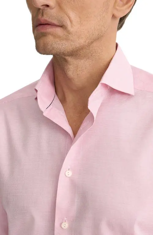 Eton Contemporary Fit Pink Microcheck Cotton Dobby Dress Shirt - Medium Pink