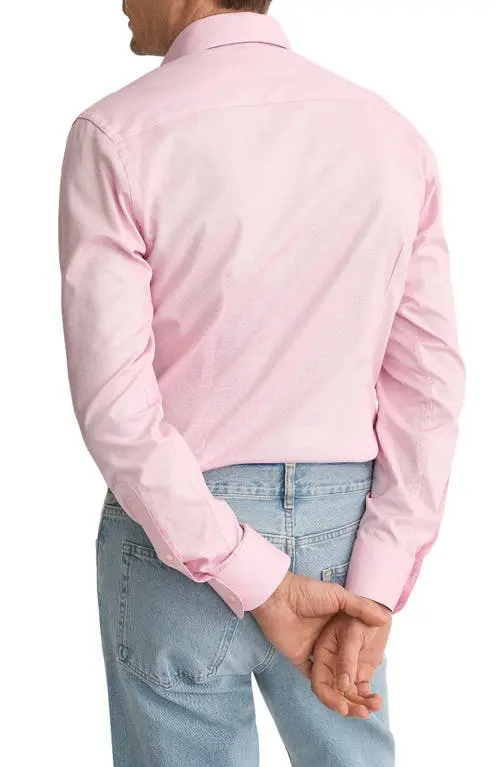 Eton Contemporary Fit Pink Microcheck Cotton Dobby Dress Shirt - Medium Pink