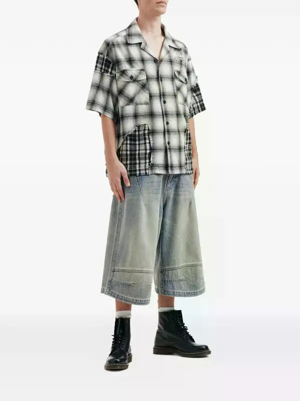 FIVE CM Check Patch Shirt - Black