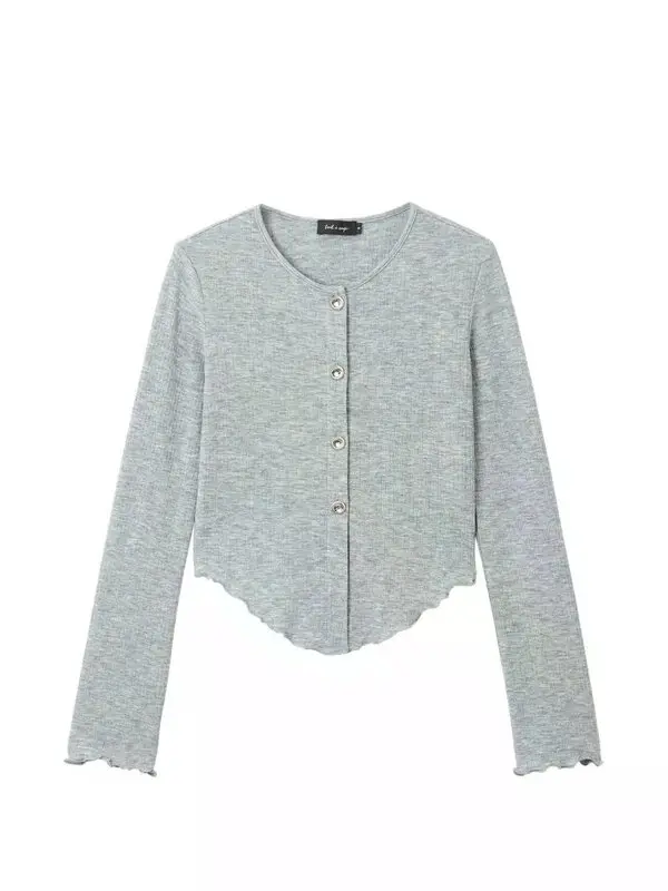 TOUT A COUP Button-front Ruffled-hem Cardigan - Grey