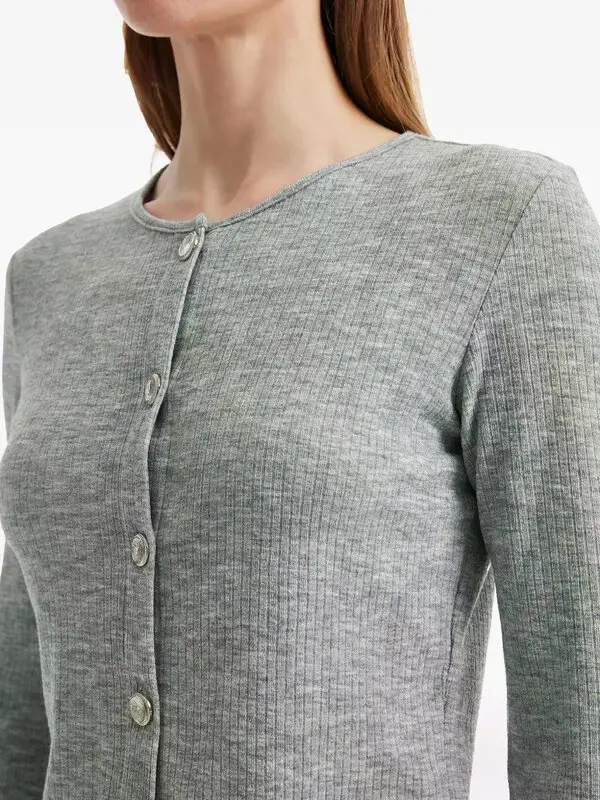 TOUT A COUP Button-front Ruffled-hem Cardigan - Grey
