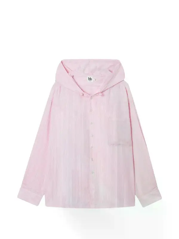 B+AB Hooded Striped Shirt - Pink