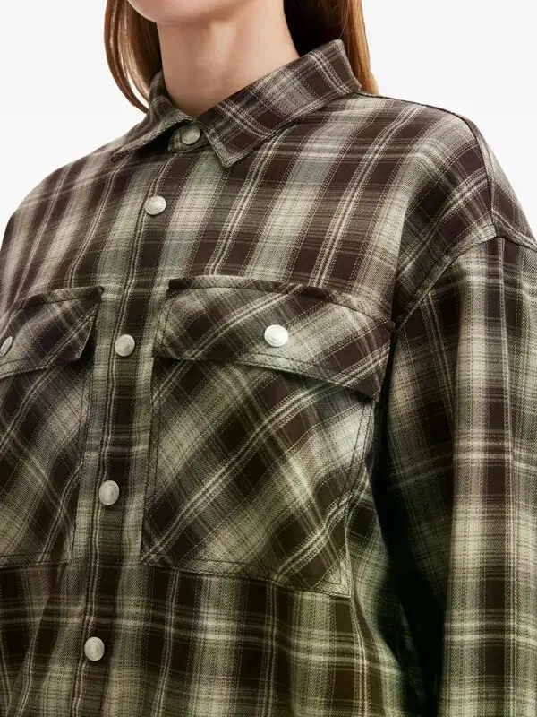 Izzue Plaid Button Down Shirt - Brown