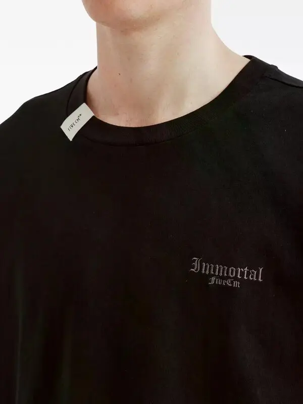 FIVE CM Plaid-panel T-shirt - Black