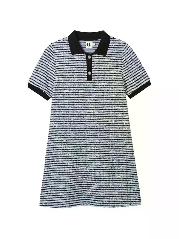 B+AB Striped Polo-collar Dress - Blue