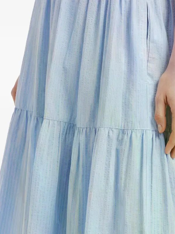 CHOCOOLATE Striped Tiered Midi Skirt - Blue