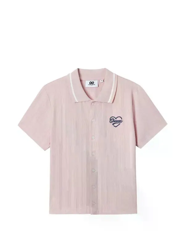 CHOCOOLATE Ribbed Button-up Polo Shirt - Pink