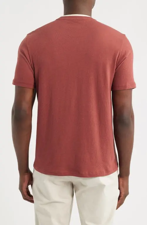 Vince Loose Knit Double Collar Crewneck T-shirt - Red Rock/blanco