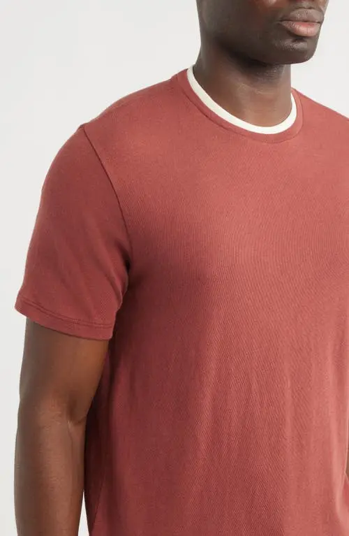 Vince Loose Knit Double Collar Crewneck T-shirt - Red Rock/blanco