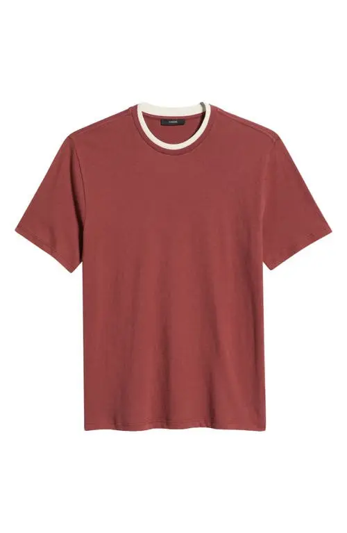 Vince Loose Knit Double Collar Crewneck T-shirt - Red Rock/blanco