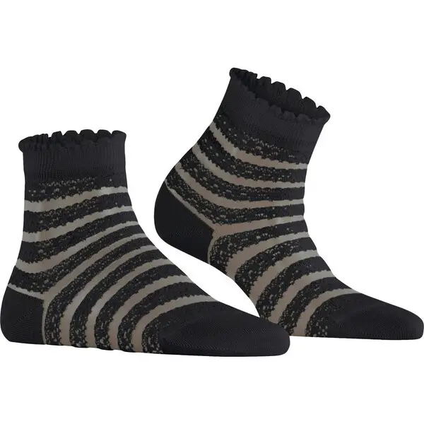 Falke Stripe Border Lace Ankle Socks - Black