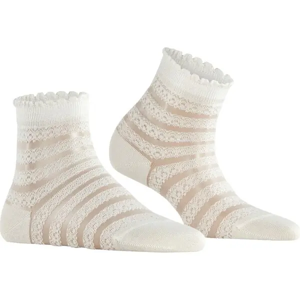 Falke Stripe Border Lace Ankle Socks - Off-white
