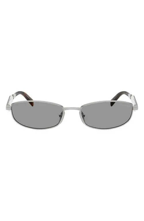 Prada 55mm Oval Sunglasses - Silver/grey
