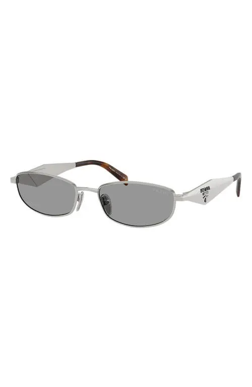 Prada 55mm Oval Sunglasses - Silver/grey